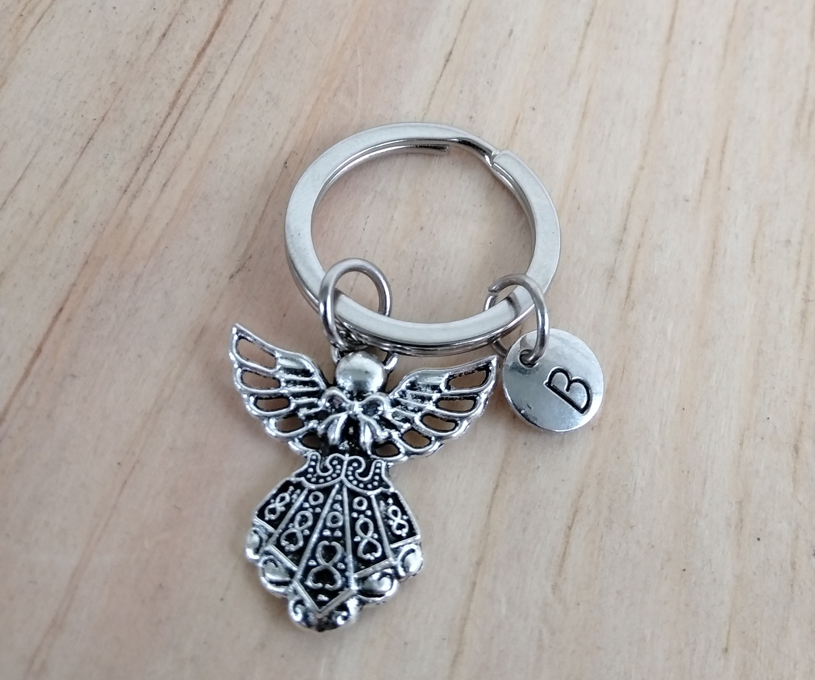 Angel Key Chain With Initial Personalized Angel Baby | Etsy