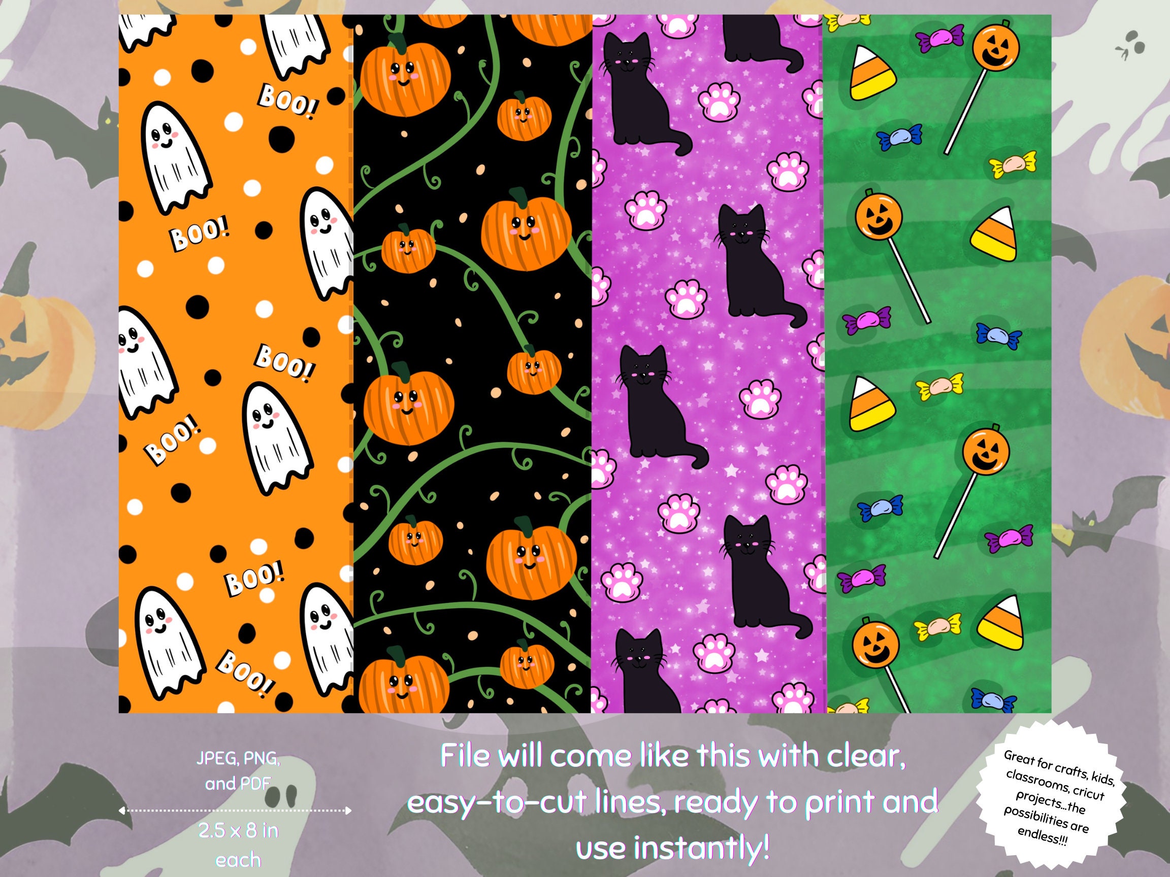 Printable Bookmarks Halloween Fun| Ghosts | Pumpkins | Black Cats ...
