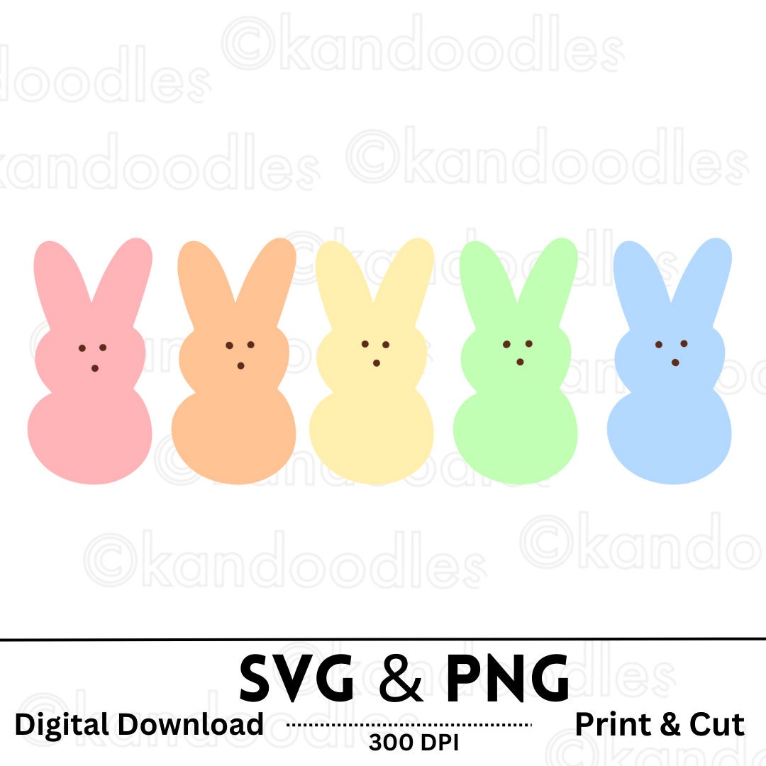 Peeps SVG and PNG Rainbow Peeps Easter Clipart Easter Gift Projects for ...