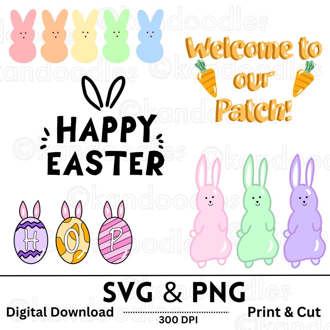 Paquete SVG y PNG de Conejito de Pascua / Peeps / Clipart de Pascua ...