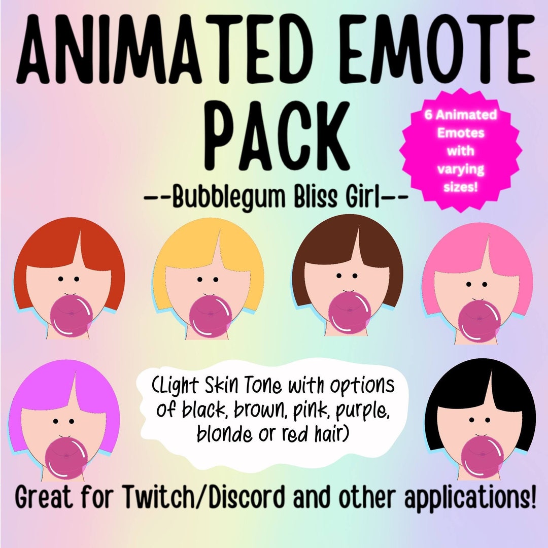 Animated Emote Bundle Pack- Bubblegum Bliss Girl (light Skin Tone ...
