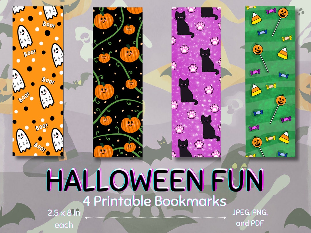 Printable Bookmarks Halloween Fun| Ghosts | Pumpkins | Black Cats ...