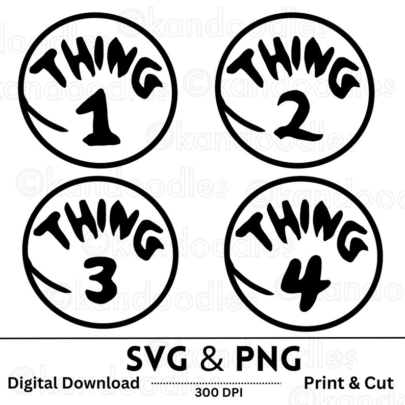 Thing 1 Thing 2 SVG & PNG | Thing 3 Thing 4| Projects for Crafters ...