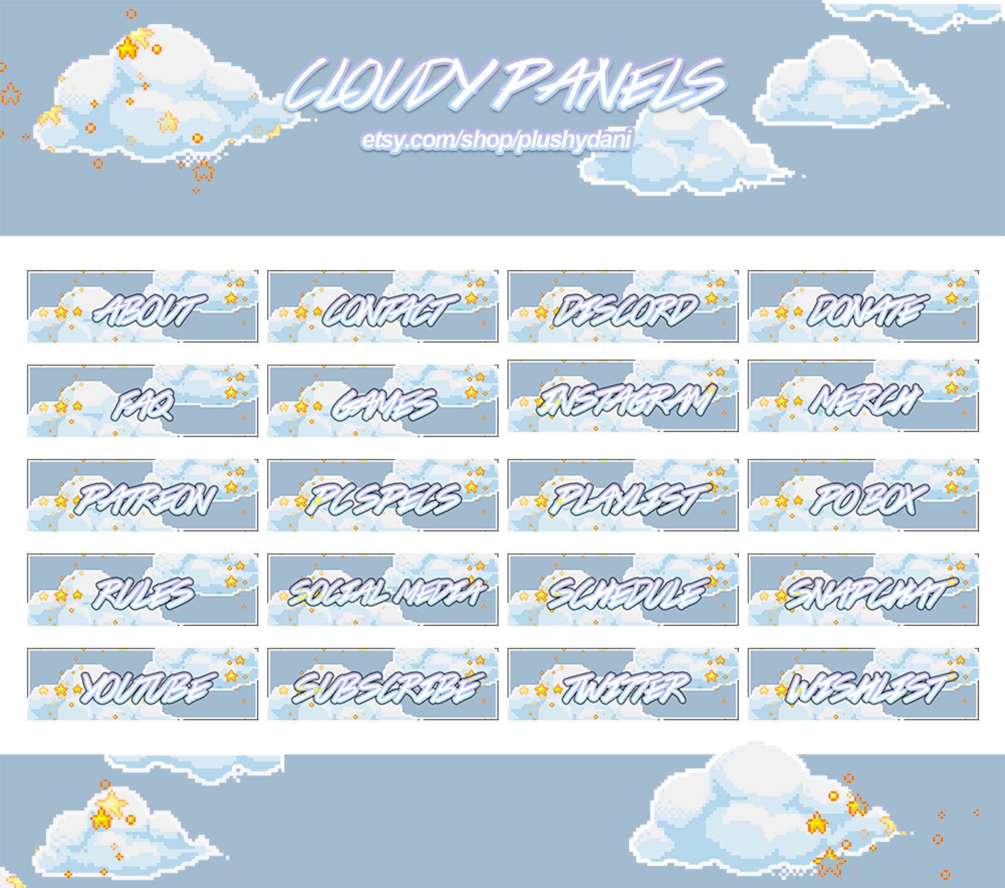 Cloudy Twitch Panel Banners - Etsy Australia