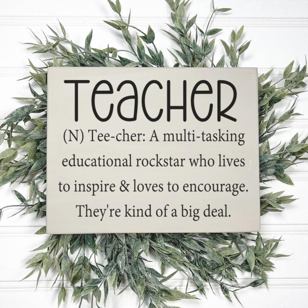 Teacher (noun) Mini Wood Sign, Funny Teacher Definition Sign, Teacher ...