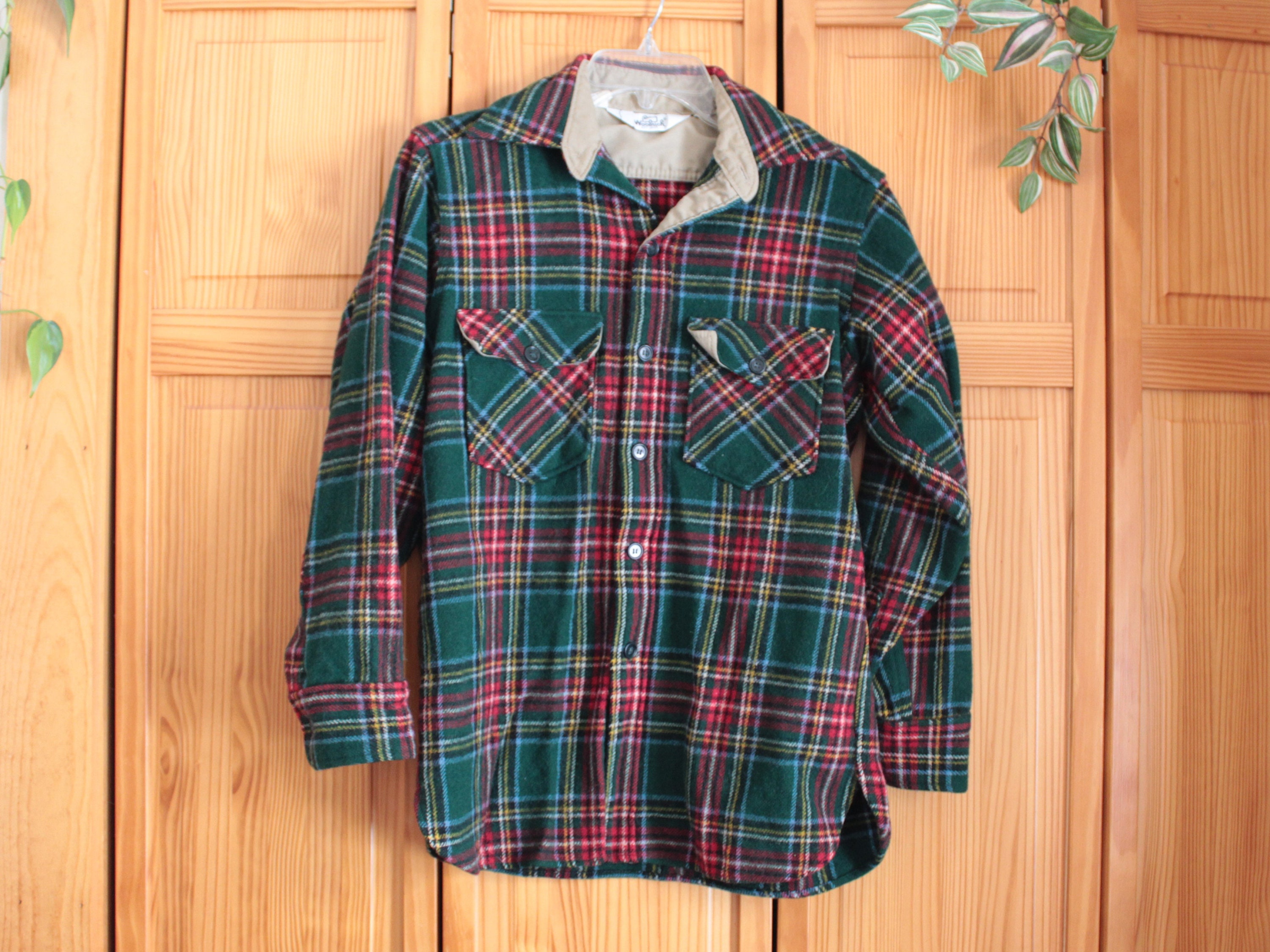 VINTAGE 1960s WOOLRICH Plaid Jacket Button Down, Heavy Weight Wool 85% ...