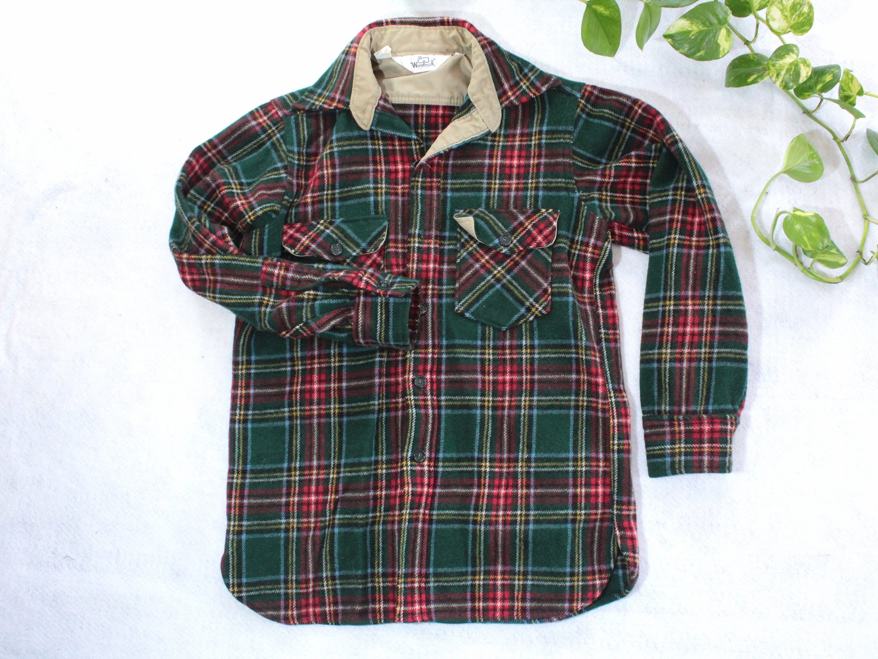 VINTAGE 1960s WOOLRICH Plaid Jacket Button Down, Heavy Weight Wool 85% ...