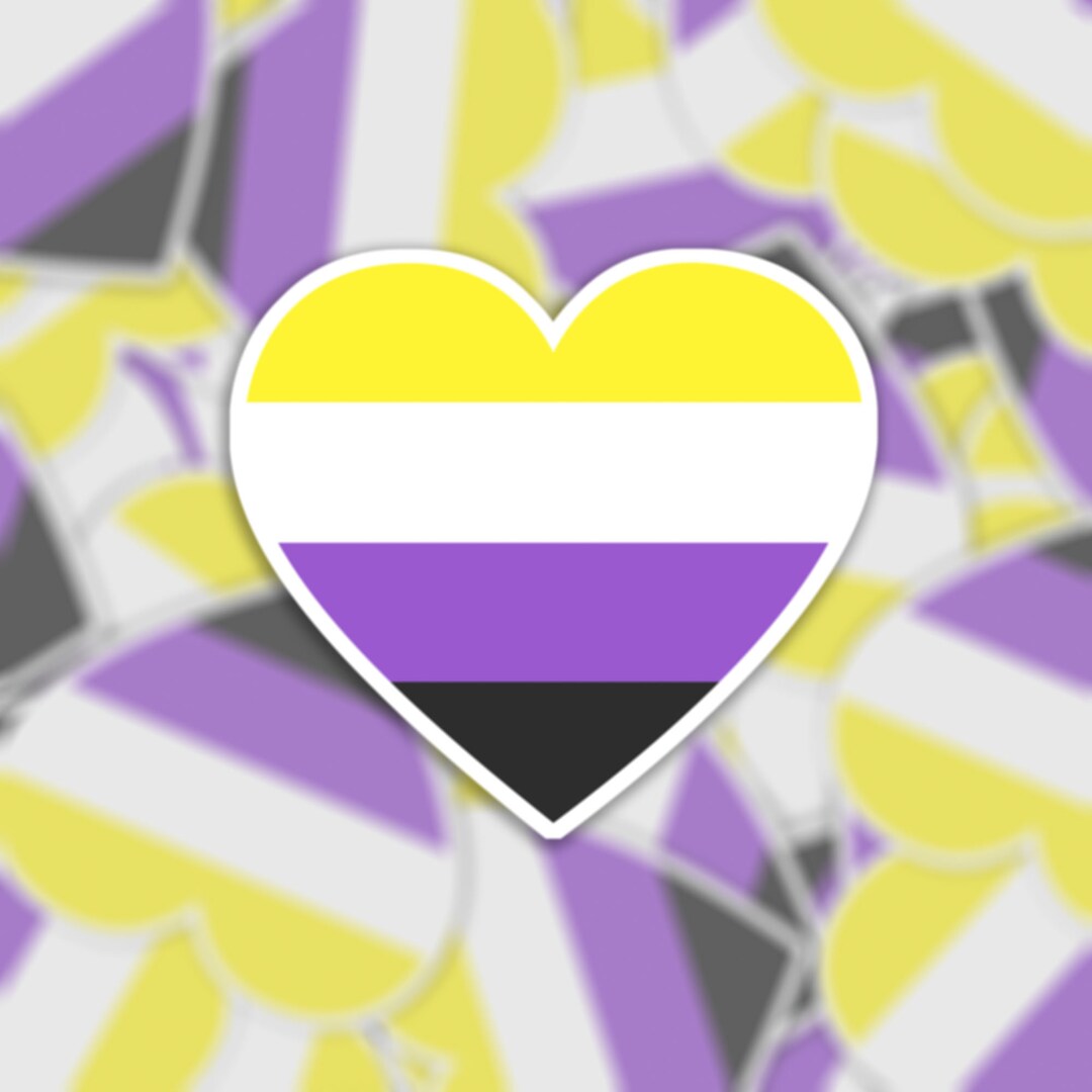 Non Binary Heart Pride Flag Sticker or Magnet - Die Cut Waterproof Vinyl Sticker | LGBTQ+ | Enby ...