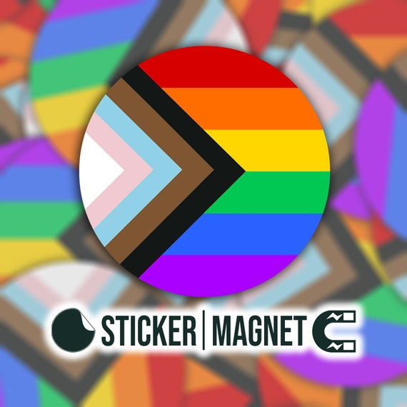 LGBTQ Progress Pride Flag Sticker or Magnet Rainbow Pride | Etsy