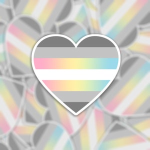 Demiflux Demifluid Pride Flag Heart Sticker - Die Cut Vinyl Waterproof ...