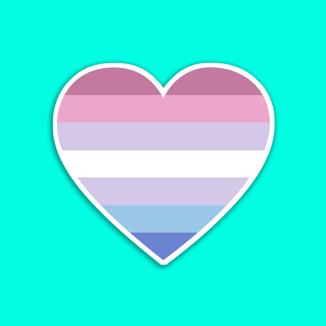 Bigender Pride Flag Heart Sticker Die Cut Vinyl Waterproof | Etsy