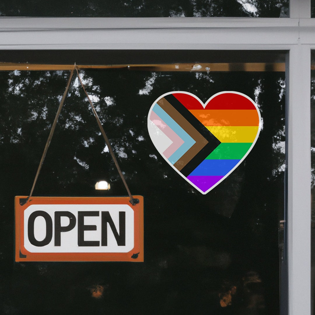 Progress Pride Flag Heart Shape Front Adhesive Vinyl Sticker | LGBTQ ... Progress Pride Flag Heart Shape Front Adhesive Vinyl Sticker | LGBTQ ...