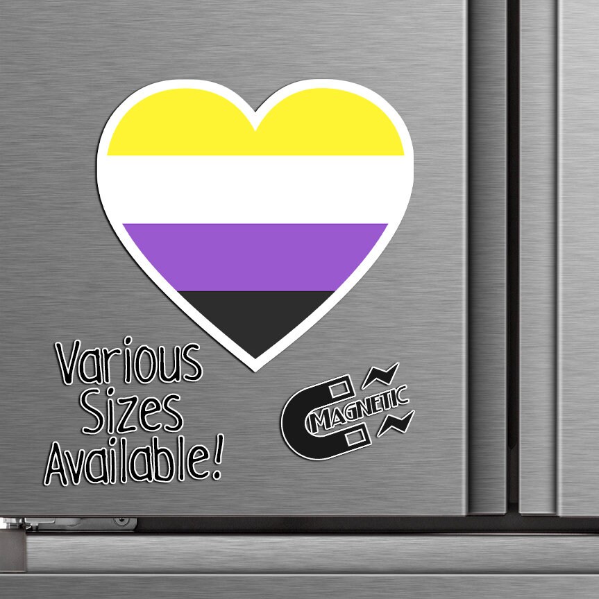 Non Binary Heart Pride Flag Sticker or Magnet Die Cut - Etsy