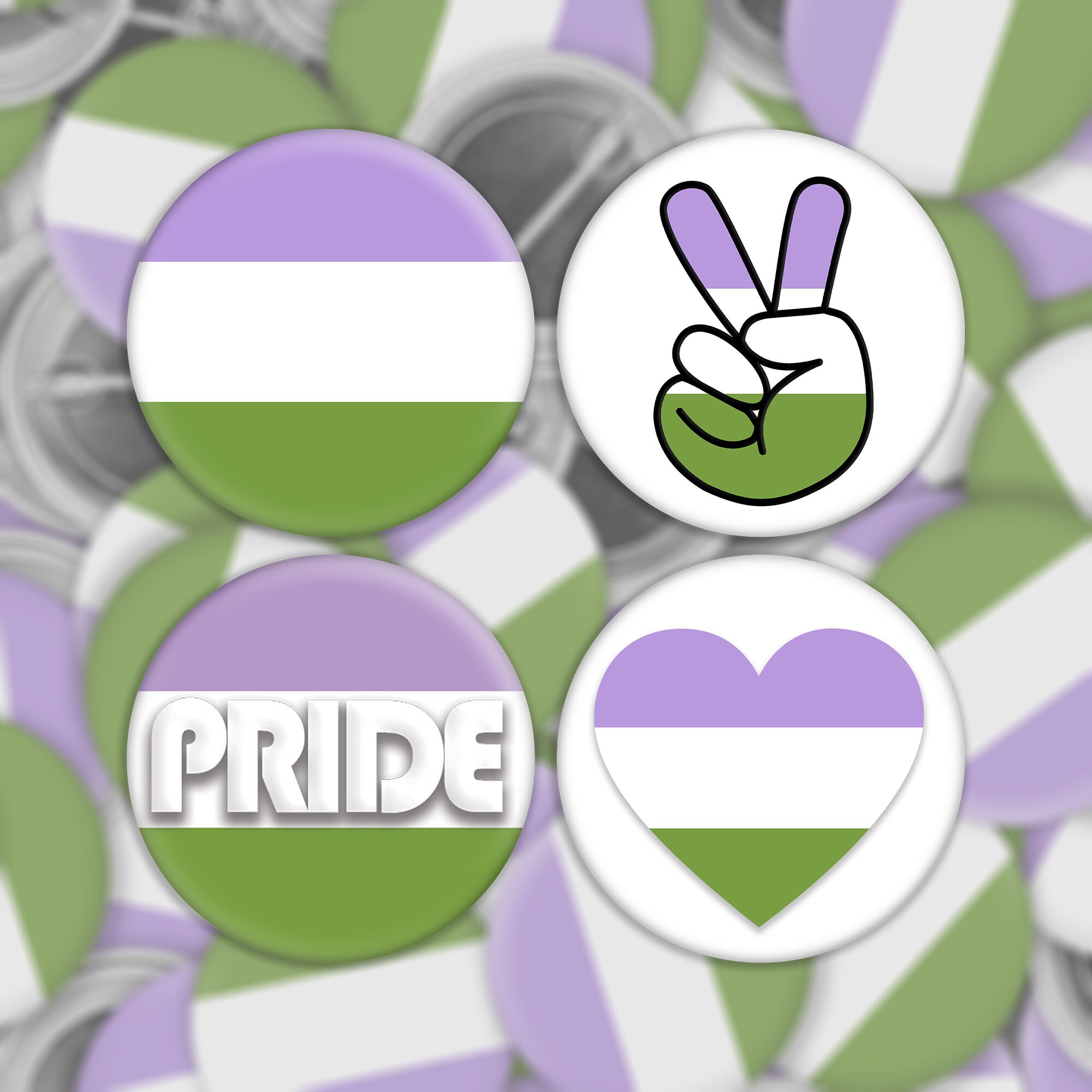 Genderqueer Pride Flag 1.5 Button Set LGBTQ | Etsy