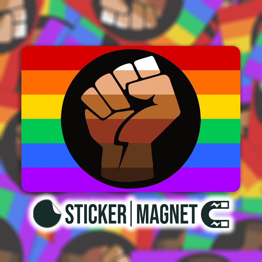 Raised Fist Rainbow Pride Flag Sticker or Magnet Die Cut - Etsy