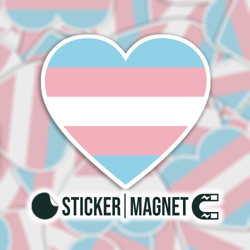 Transgender Flag Heart Sticker/ Trans Pride Weatherproof Die-Cut ...