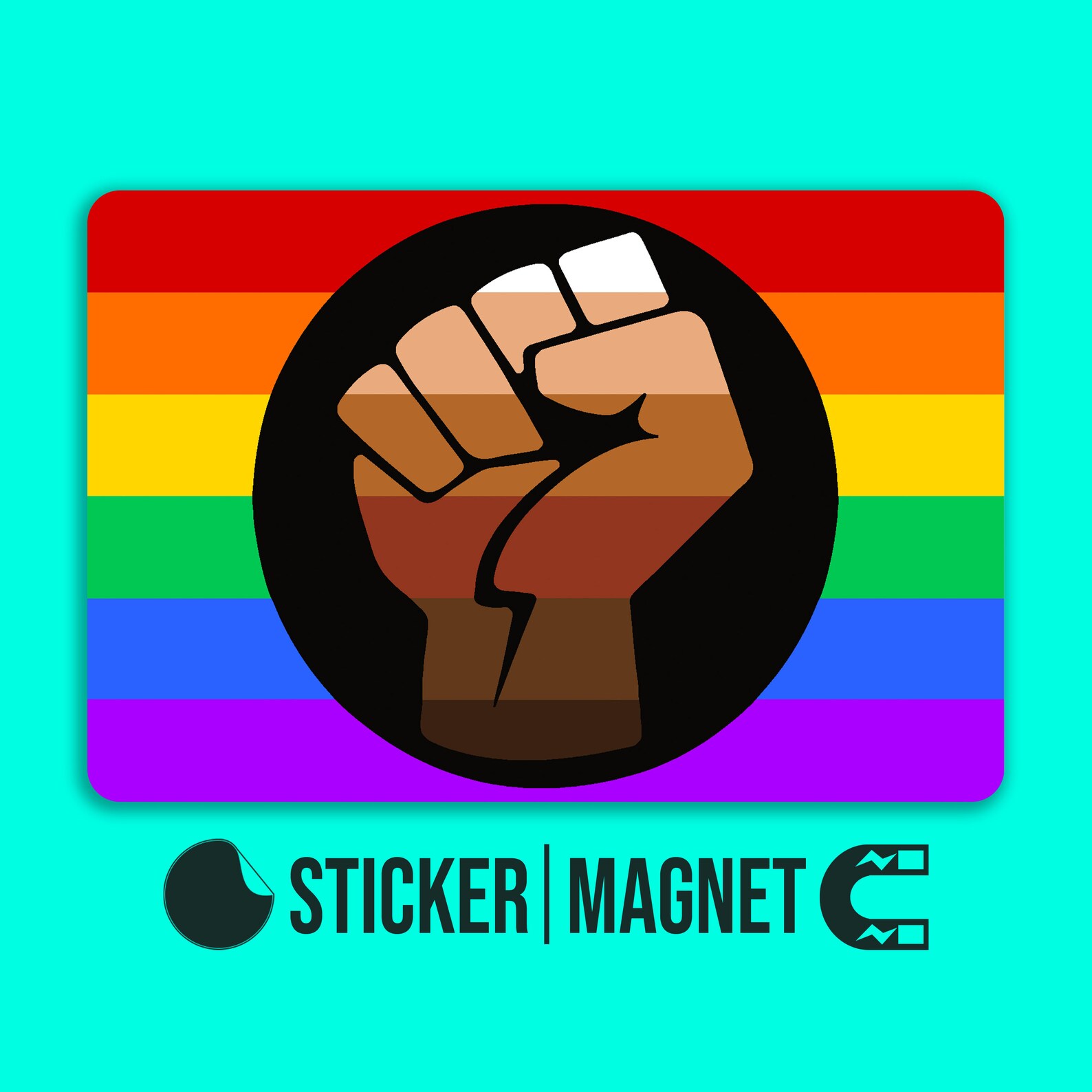 Raised Fist Rainbow Pride Flag Sticker or Magnet Die Cut | Etsy