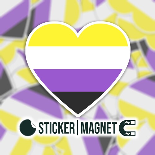 Non Binary Heart Pride Flag Sticker or Magnet Die Cut - Etsy