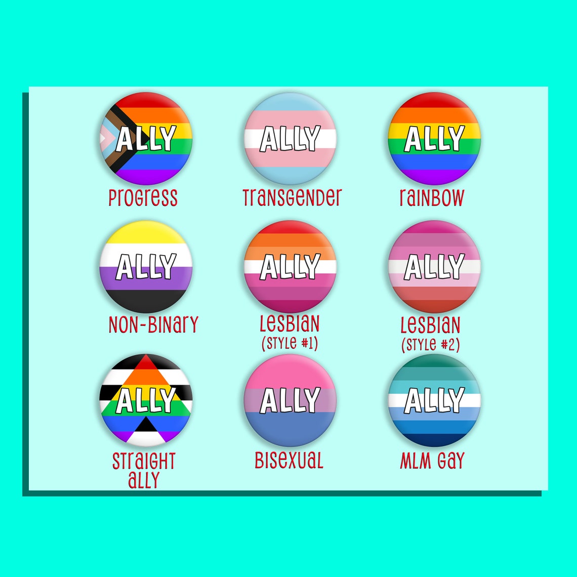 LGBTQ Ally Pride Pins Progress Pride Flag Queer Ally Non | Etsy