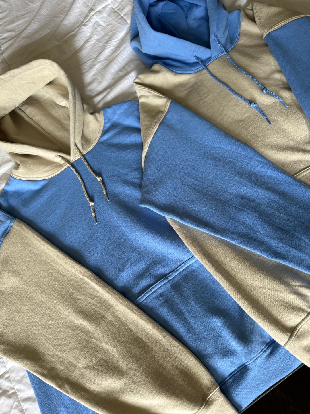 Two Matching Colorblock Hoodies, Carolina Blue & Sand Sweaters ...