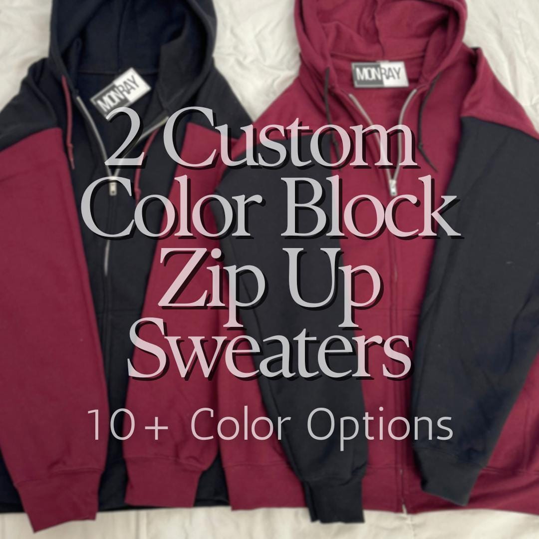 Two Matching Colorblock Zipper Hoodies, Anniversary Gift Idea, Two Tone ...