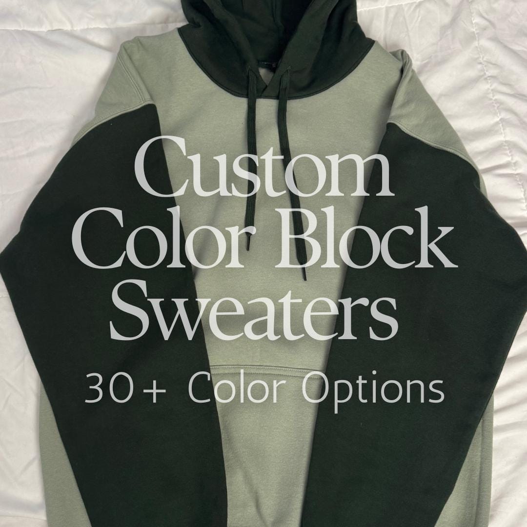 Custom Colorblock Pullover Hoodie, Two-tone Design - Etsy