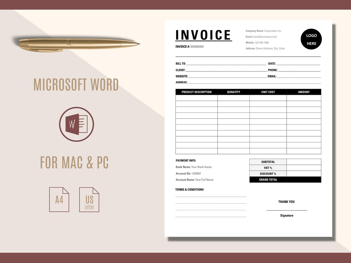 Invoice Template Word, Customer Invoice, Basic Invoice Template ...