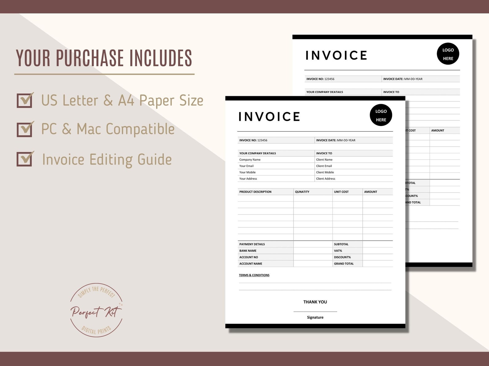 Basic Invoice Template for Small Business, Customer Invoice, Proforma ...
