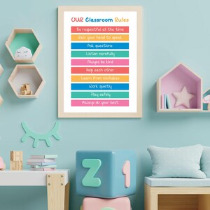Digital Classroom Rules Poster, Classroom Sign, Educational Learning ...