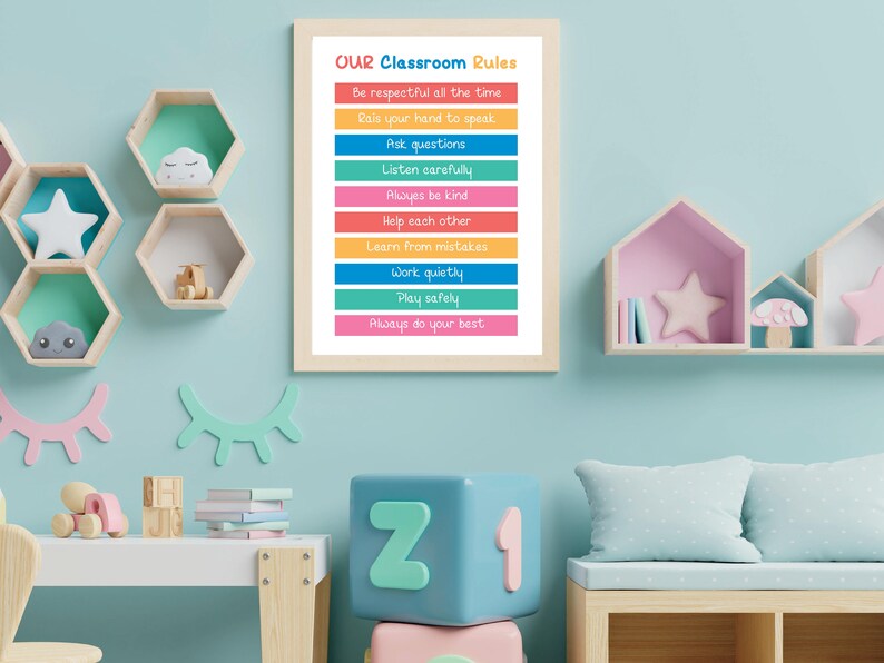 Digital Classroom Rules Poster, Classroom Sign, Educational Learning ...