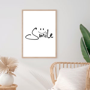 Smile Printable, Smile Poster, Room Decor, Apartment Decor, Modern Wall ...