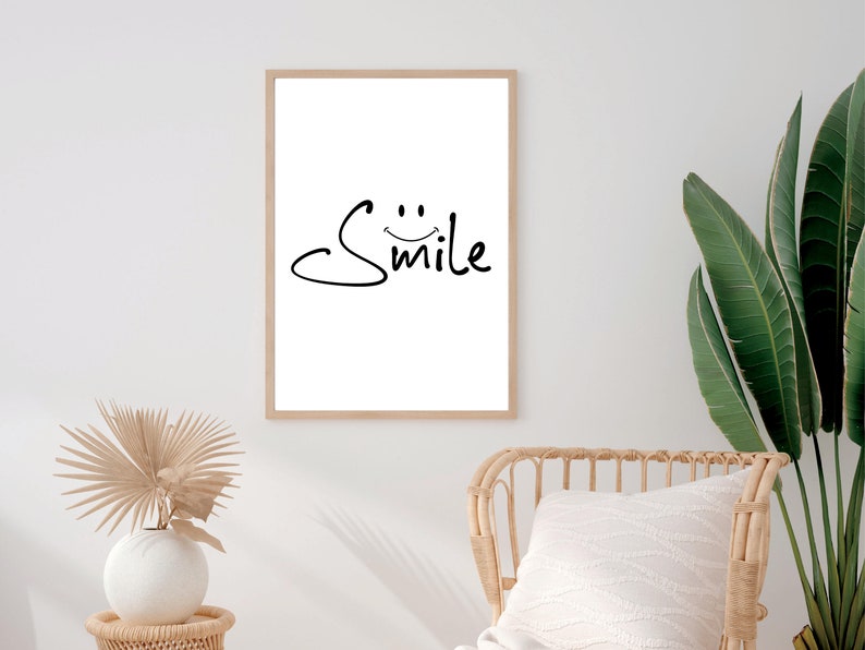 Smile Printable, Smile Poster, Room Decor, Apartment Decor, Modern Wall ...