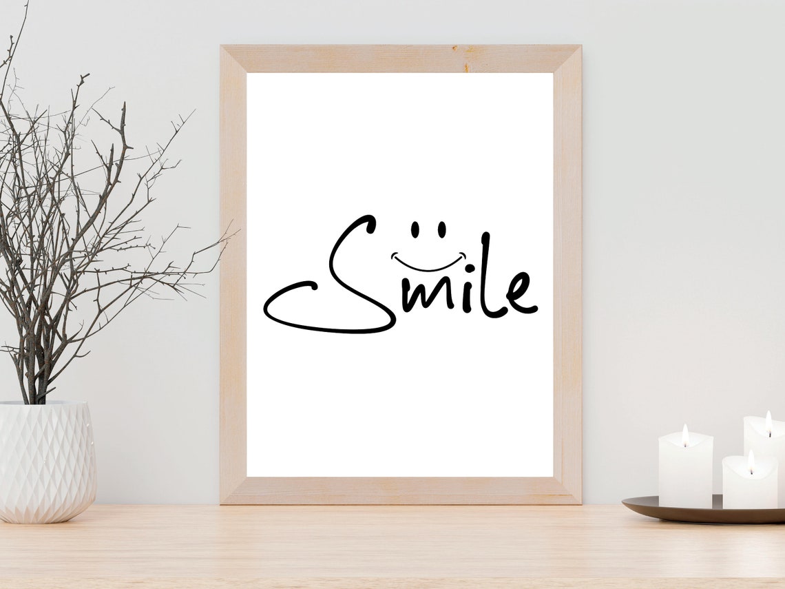 Smile Printable, Smile Poster, Room Decor, Apartment Decor, Modern Wall ...