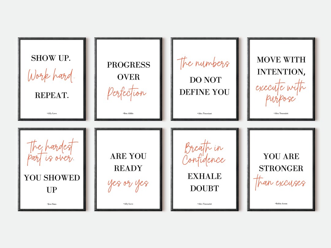 Exercise Room Decor, Set of 8 Gym Decor Wall Art (red Theme), Gym Decor ...