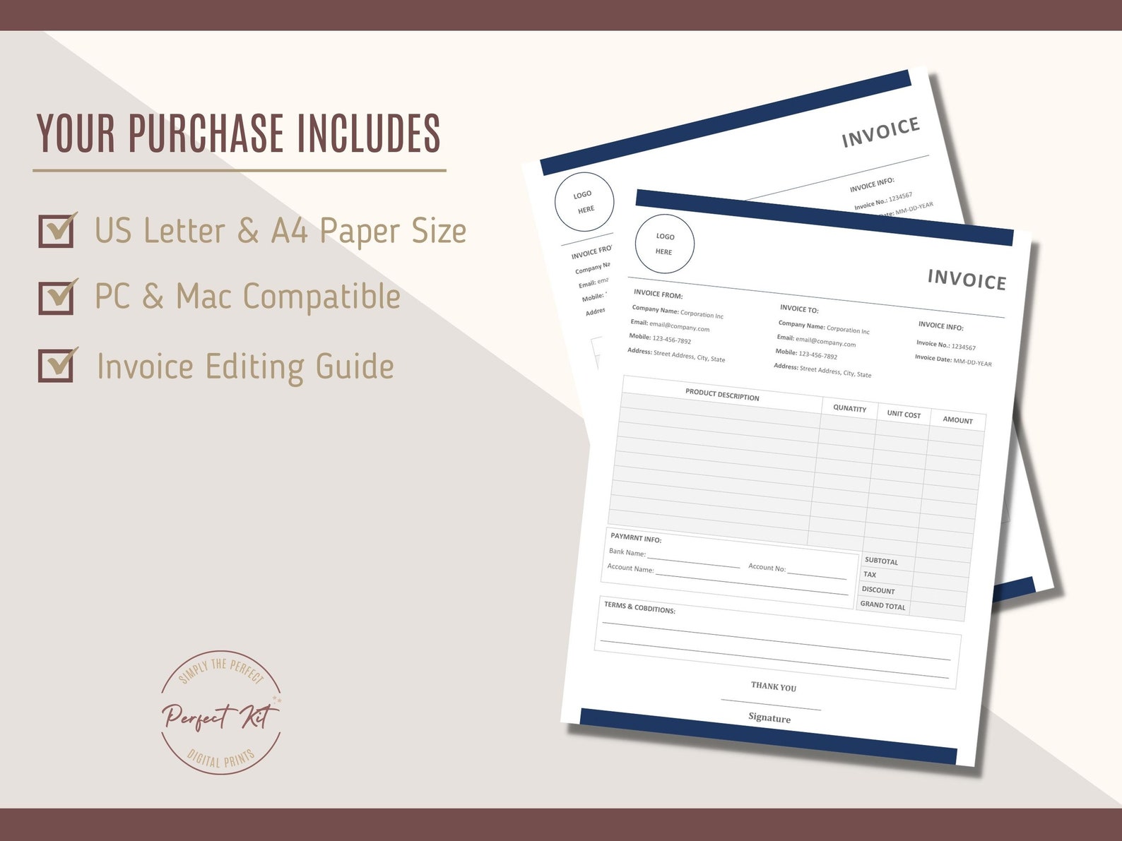Blue Invoice Template, Word Invoice, Business Invoice Template, Payment ...