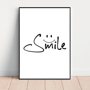 Smile Printable, Smile Poster, Room Decor, Apartment Decor, Modern Wall ...