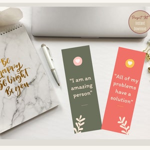 Positive Affirmations Bookmarks, Printable Inspiring Bookmarks ...