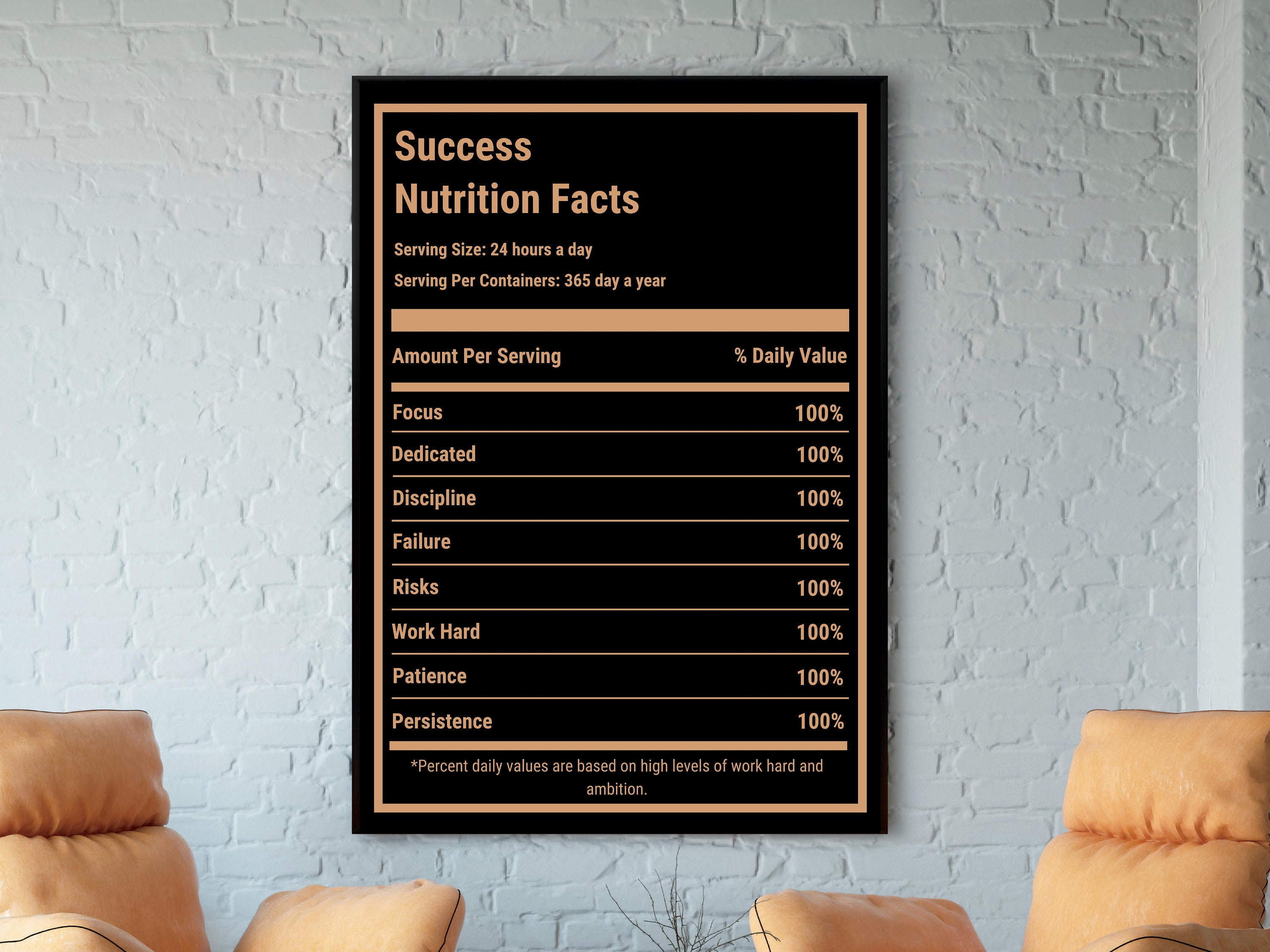 Success Nutrition Facts Print Wall Art Office Decor, Nutritional Wall ...