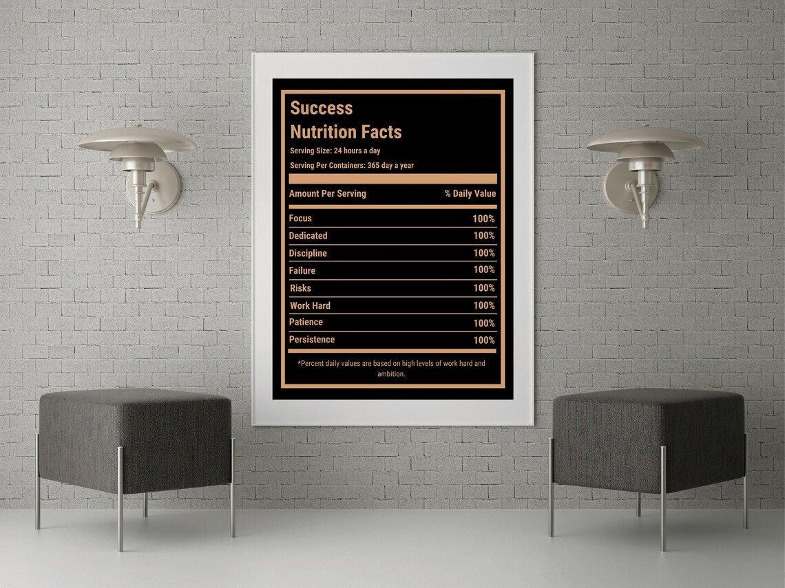 Success Nutrition Facts Print Wall Art Office Decor, Nutritional Wall ...