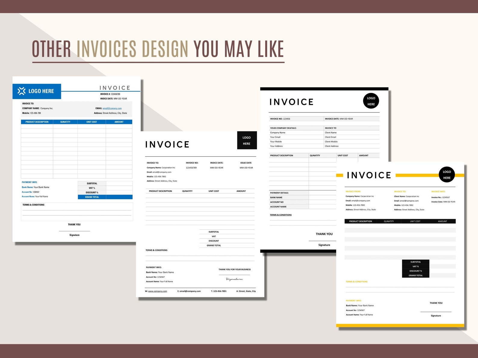 Minimalist Invoice Template Invoice for Small Business - Etsy