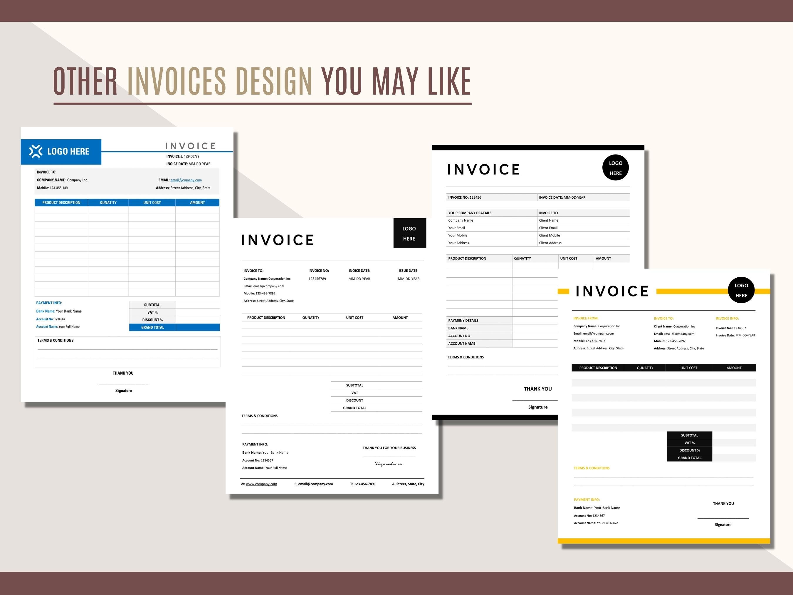 Minimalist Invoice Template Invoice for Small Business - Etsy