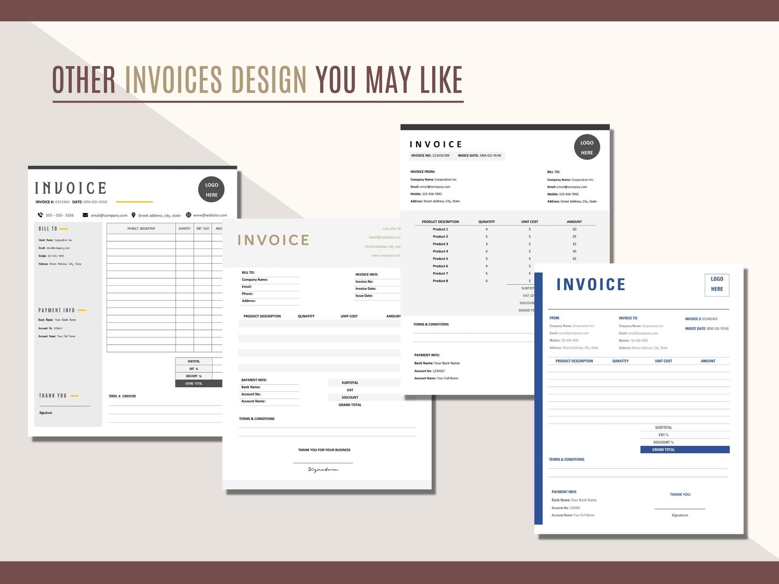 Invoice Word Template Invoice Receipt Word Invoice Business - Etsy