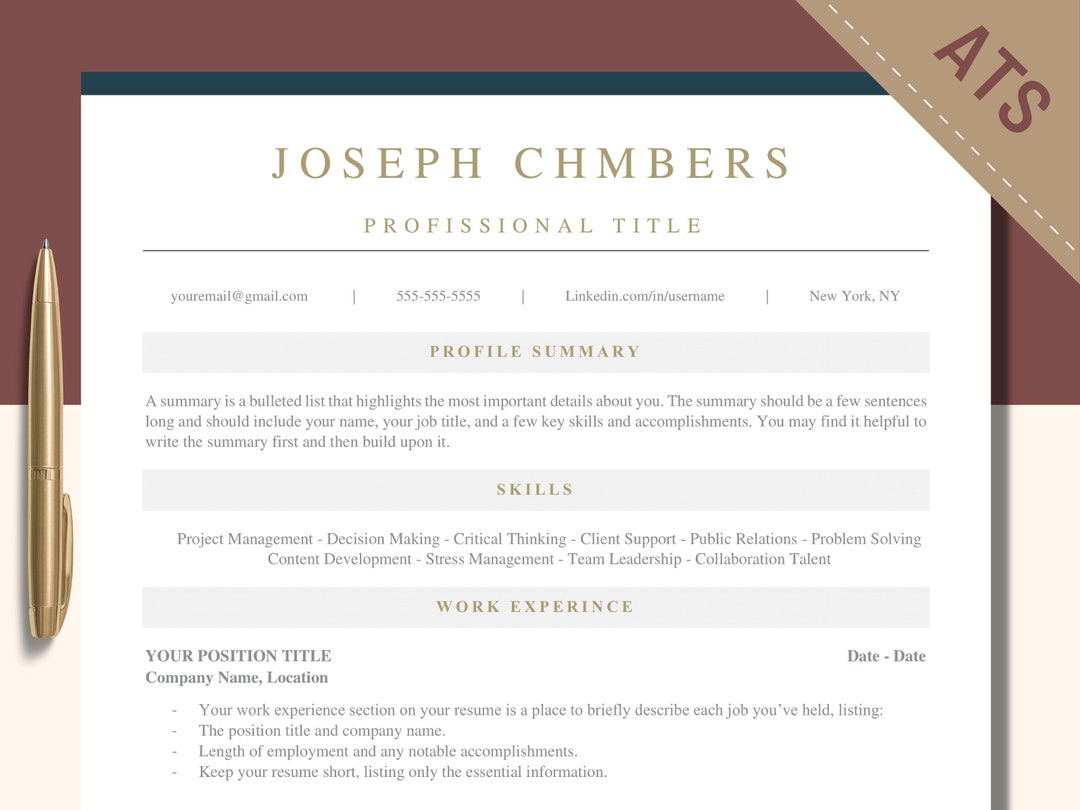 ATS Resume Format, Ats Executive Resume Template, Creative Word Resume ...