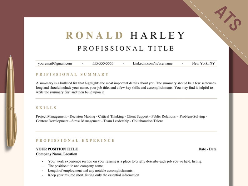 ATS Friendly Resume, Ata Resume Word, Ats Resume and Cover Letter, ATS ...