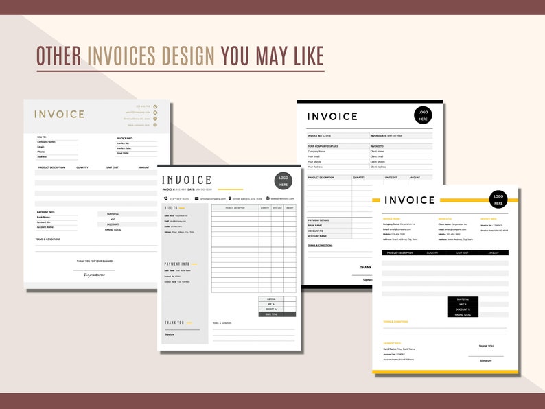 Editable Invoice Template Word, Modern Template for Invoice, Invoice ...