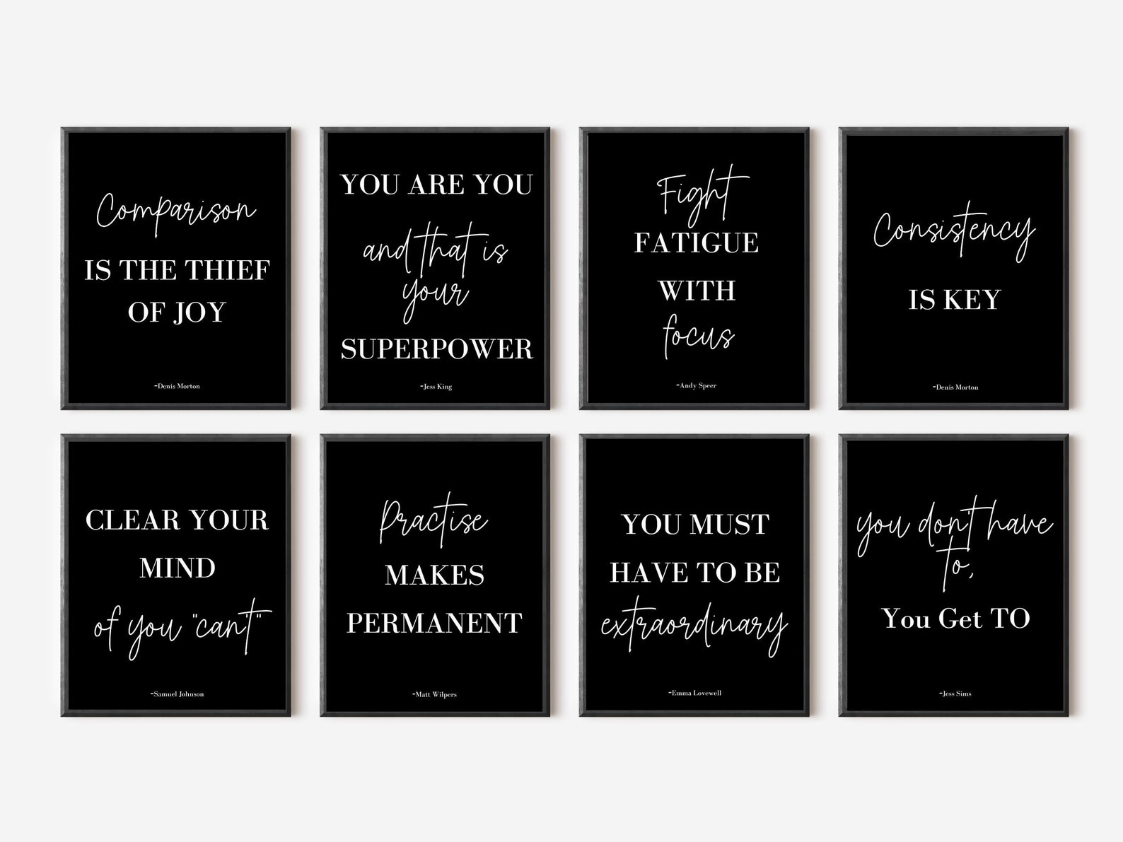Gym Decor Wall Art, Set of 8 Exercise Room Decor, Gym Printable Wall ...