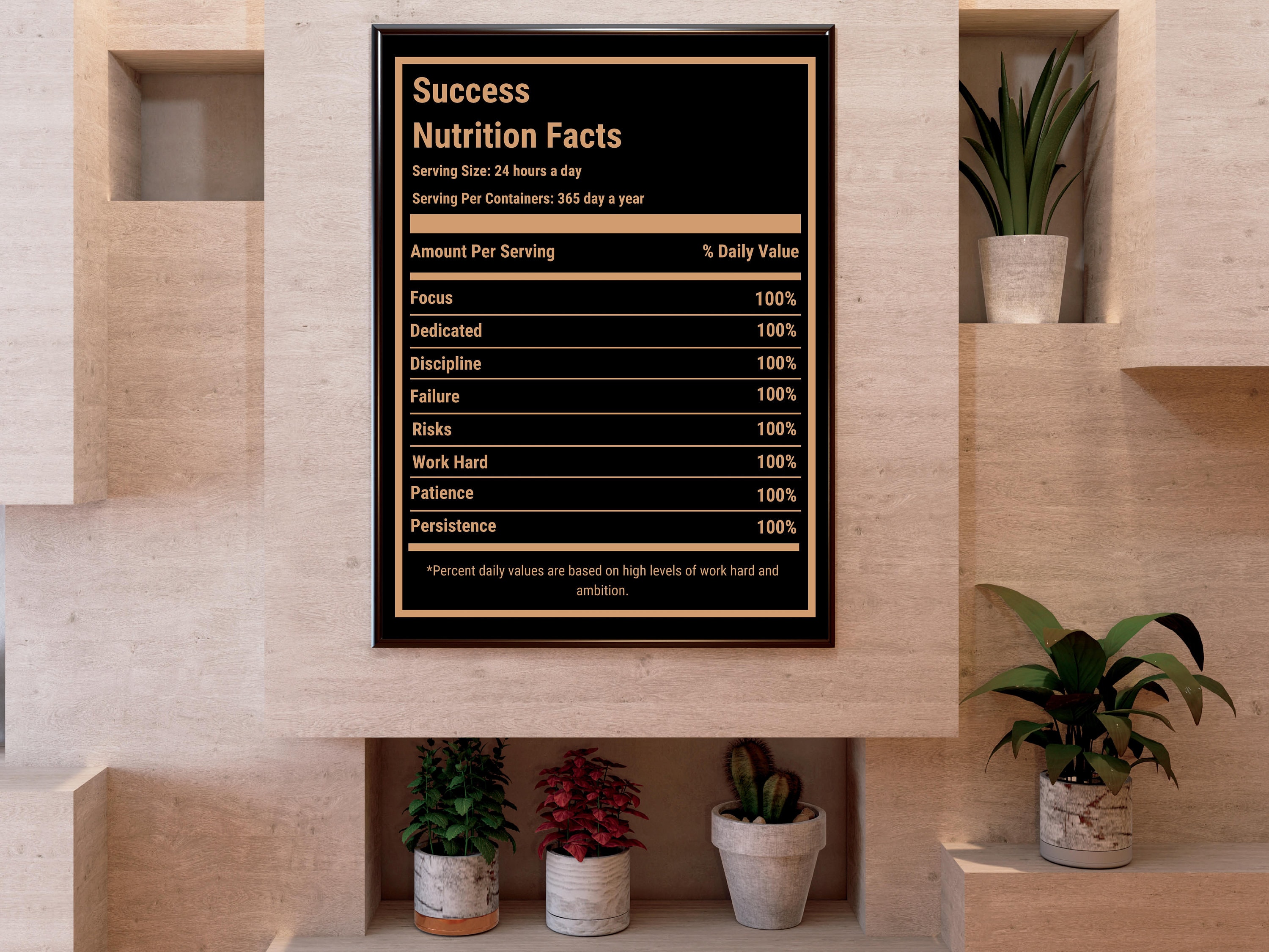 Success Nutrition Facts Print Wall Art Office Decor, Nutritional Wall ...