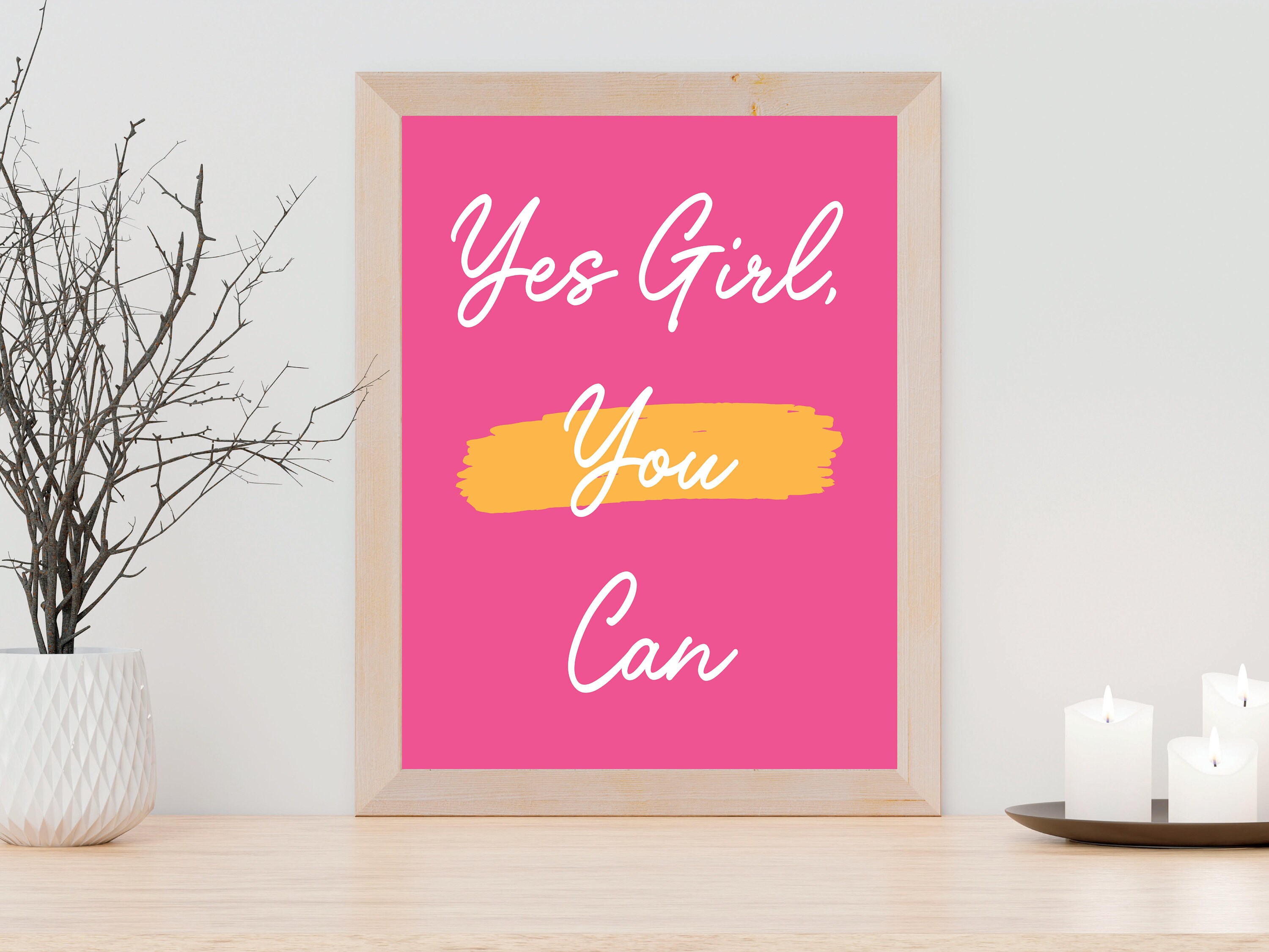 Yes Girl You Can Printable Instant Download Motivational Wall - Etsy