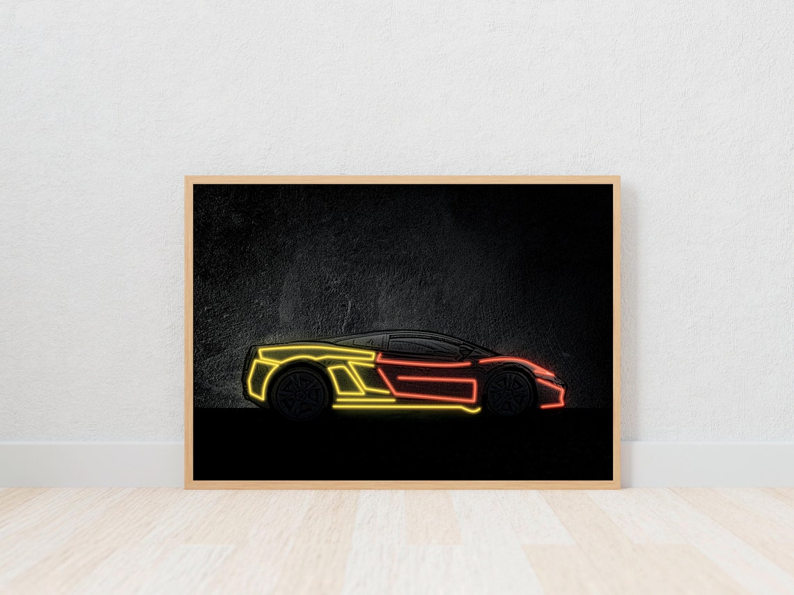 Cars Poster for Teenage Boys Digital Neon Sign Teen Boys - Etsy