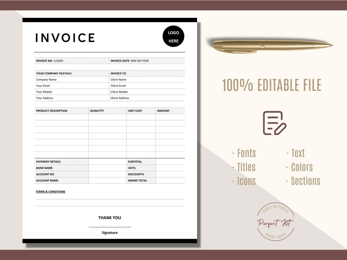 Basic Invoice Template for Small Business, Customer Invoice, Proforma ...